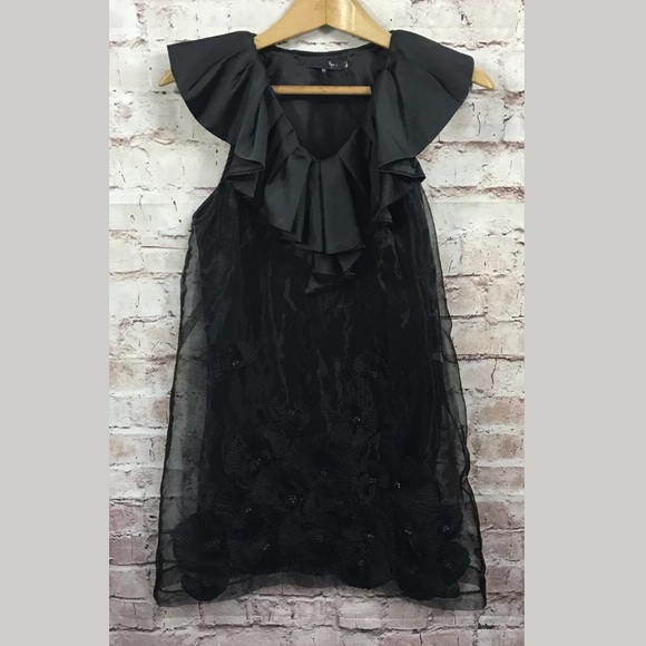 Ryu | Dresses | Ryu Black Dress Medium Semiformal Boutique Rosette ...
